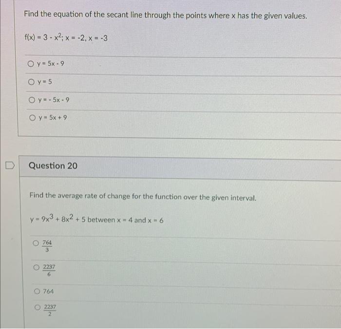 Solved Find the equation of the secant line through the | Chegg.com