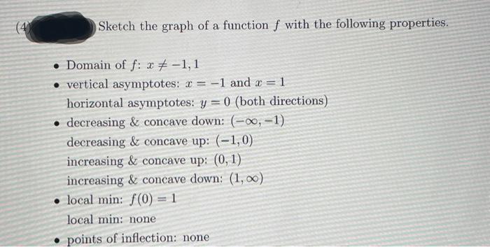 Solved Sketch the graph of a function f with the following | Chegg.com