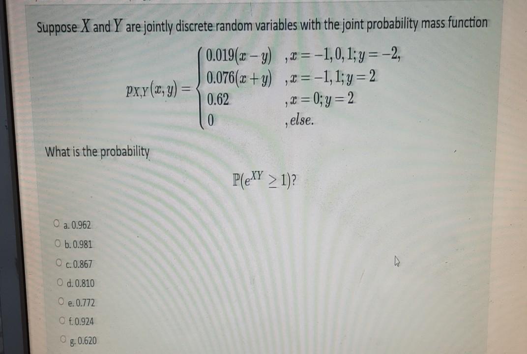 Solved Suppose X and Y are jointly discrete random variables | Chegg.com