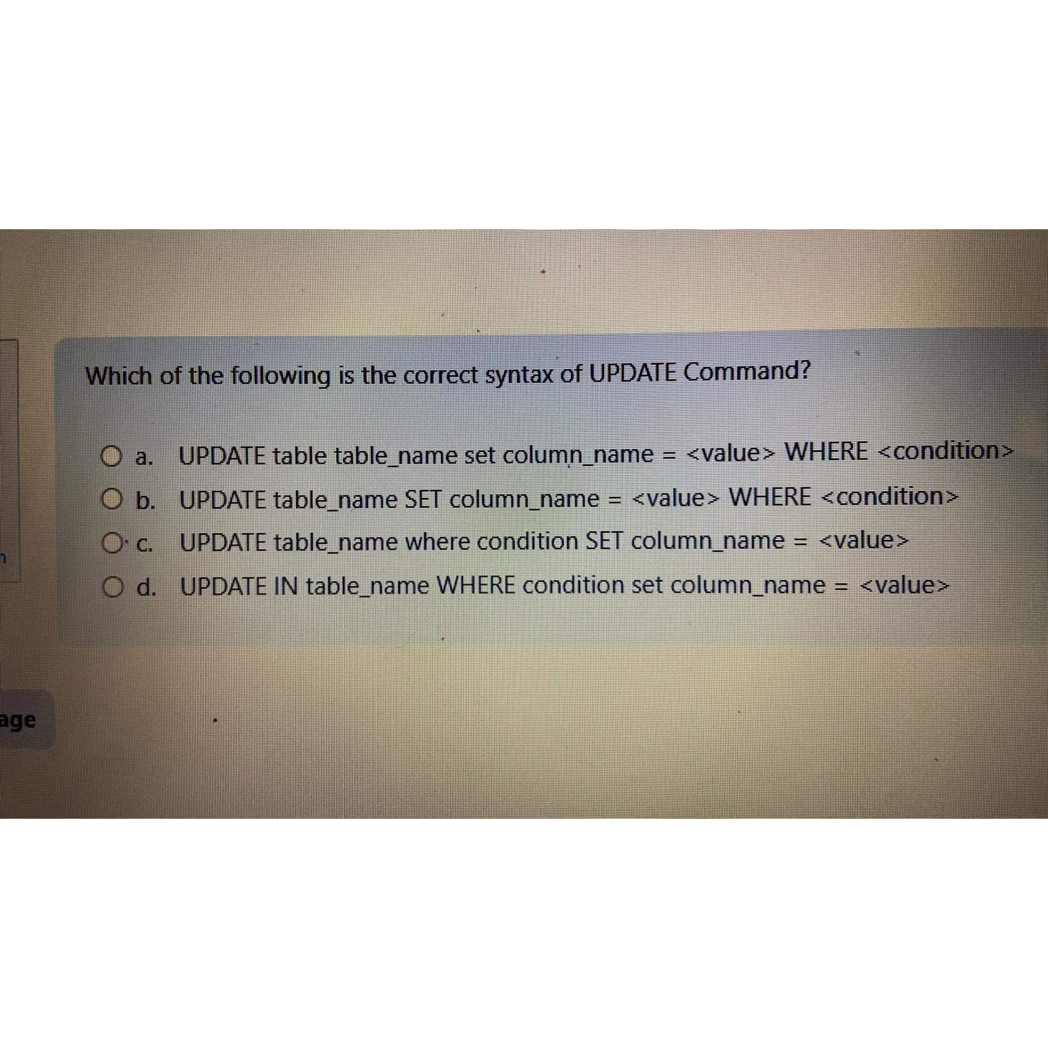 Solved Which of the following is the correct syntax of | Chegg.com