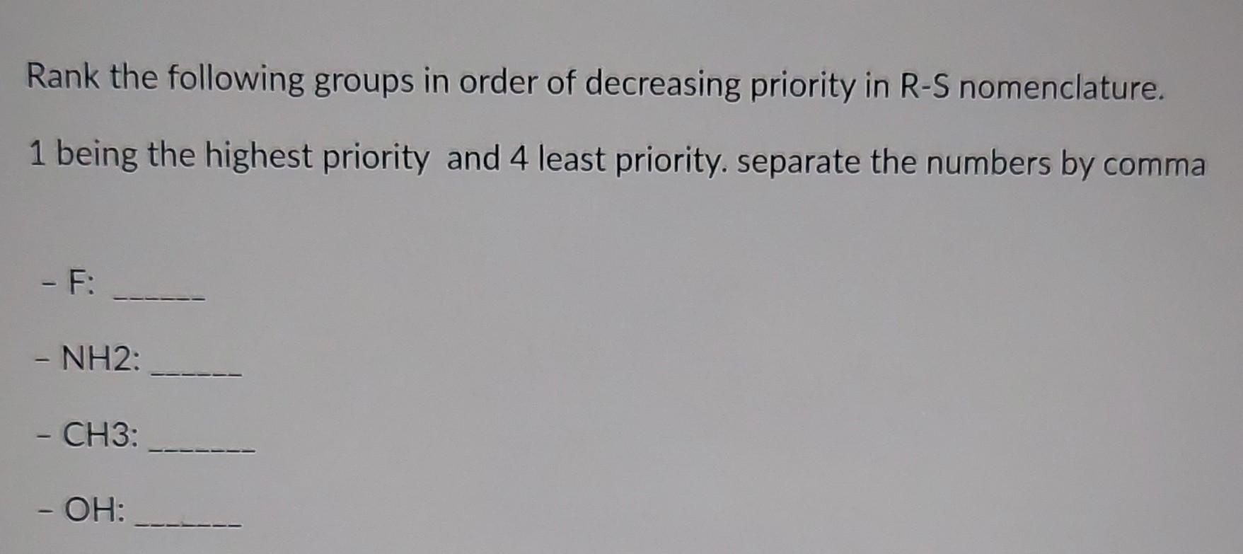 Solved Rank the following groups in order of decreasing | Chegg.com