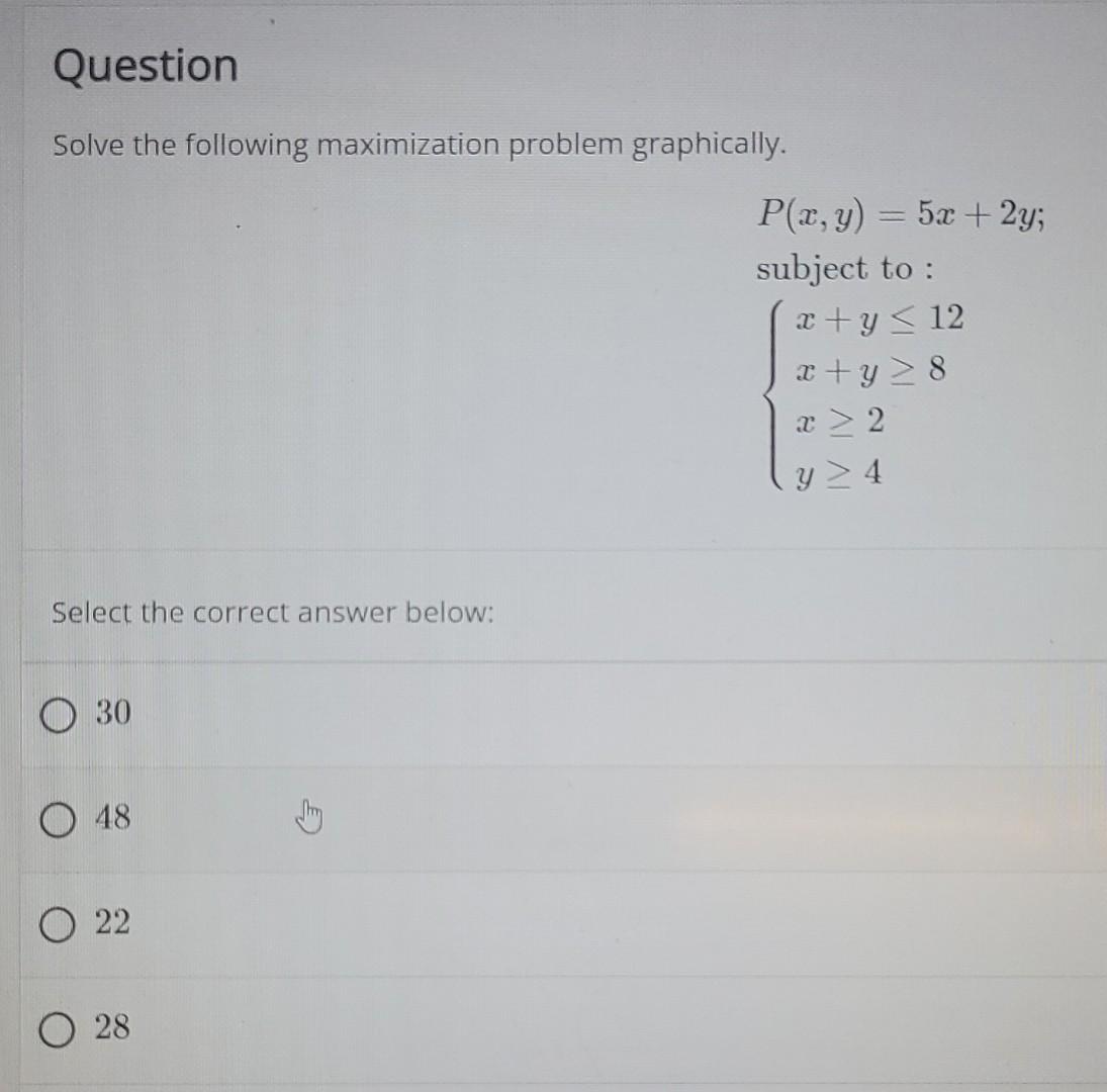 Solved Question Solve the following maximization problem | Chegg.com