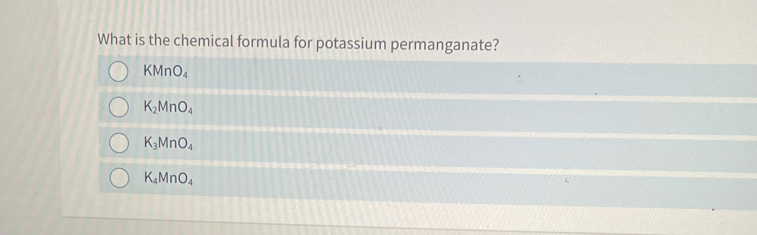 Solved What is the chemical formula for potassium | Chegg.com