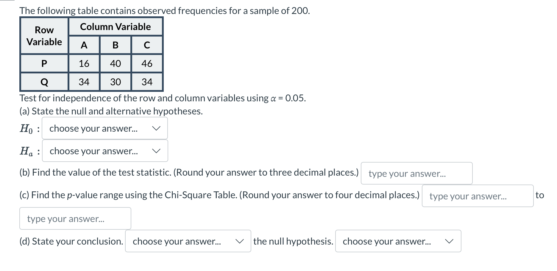 The following table contains observed frequencies for | Chegg.com