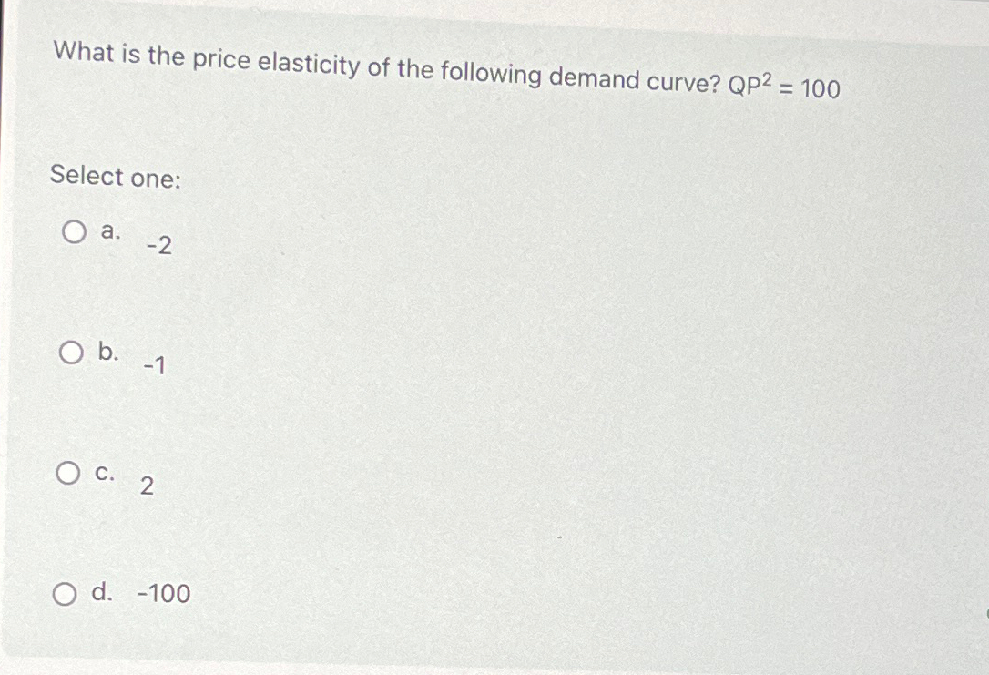 Solved What is the price elasticity of the following demand | Chegg.com