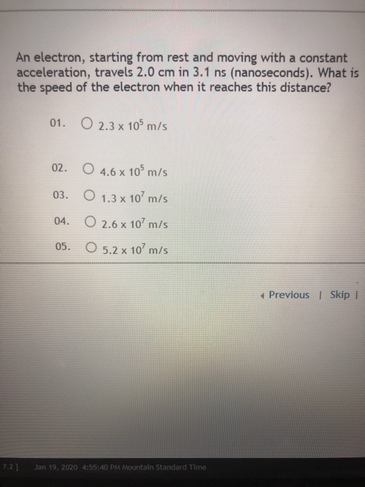 Solved An electron, starting from rest and moving with a | Chegg.com