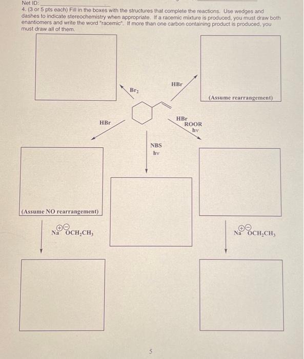 Solved Net ID: 4. ( 3 or 5 pts each) Fill in the boxes with | Chegg.com