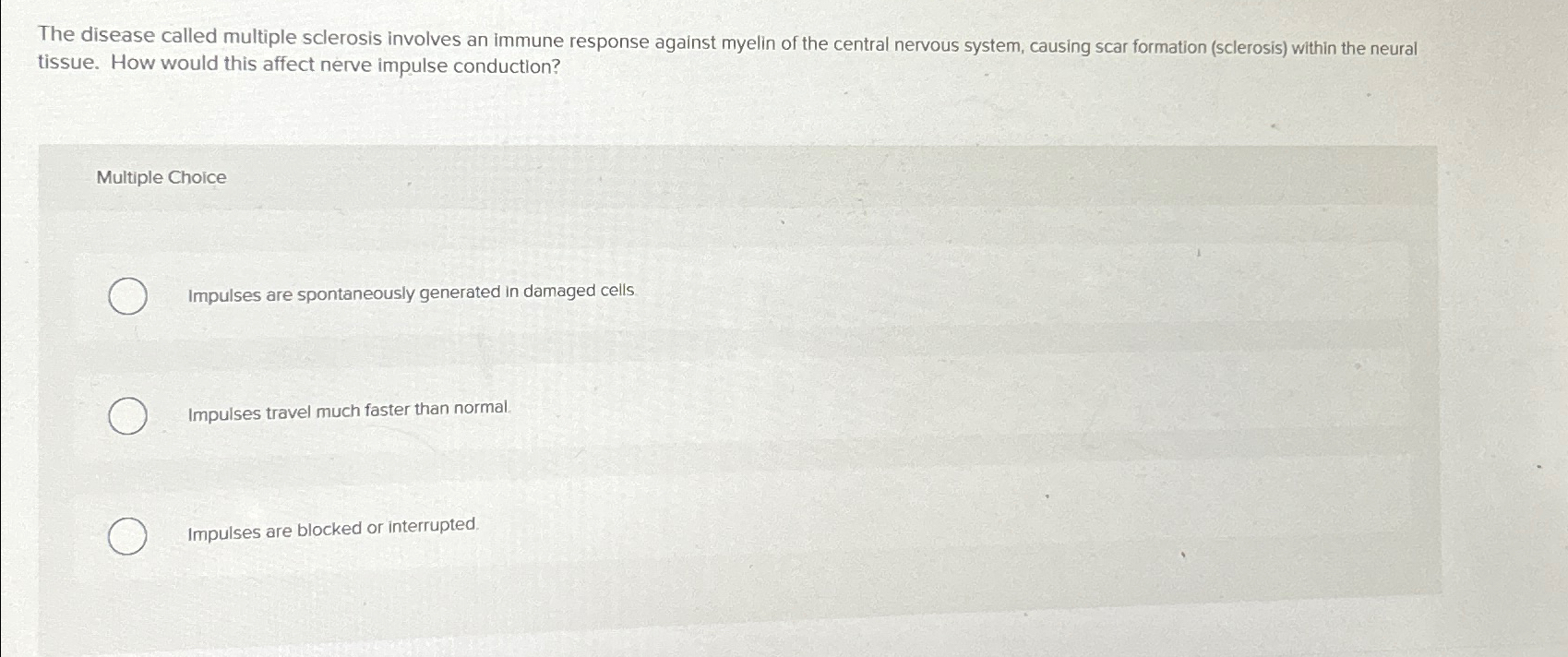Solved The disease called multiple sclerosis involves an | Chegg.com