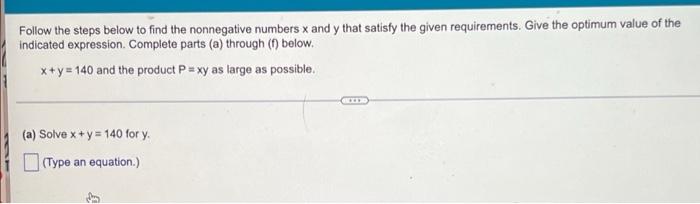 Solved Follow the steps below to find the nonnegative | Chegg.com