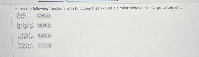 Solved Match the following functions with functions that | Chegg.com