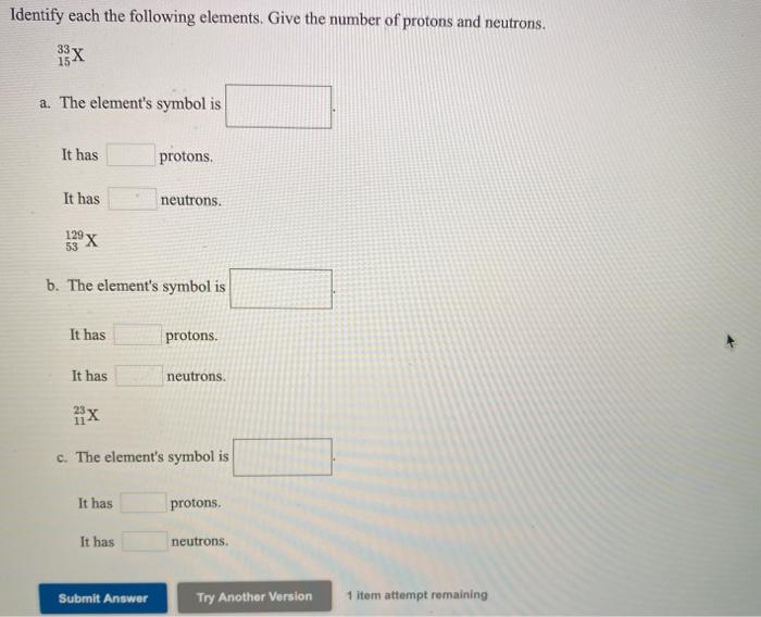 Solved Identify each the following elements. Give the number | Chegg.com
