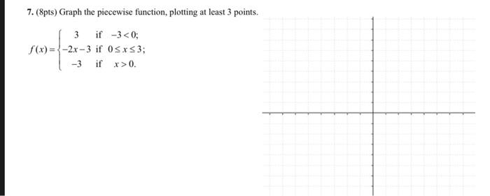 Solved 7. (8pts) Graph the piecewise function, plotting at | Chegg.com