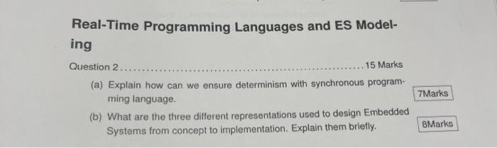 Solved Real-Time Programming Languages and ES Modeling | Chegg.com