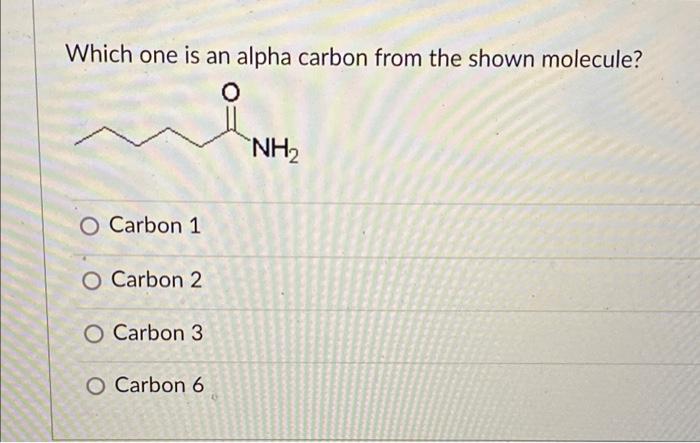 Solved Which one is an alpha carbon from the shown molecule? | Chegg.com