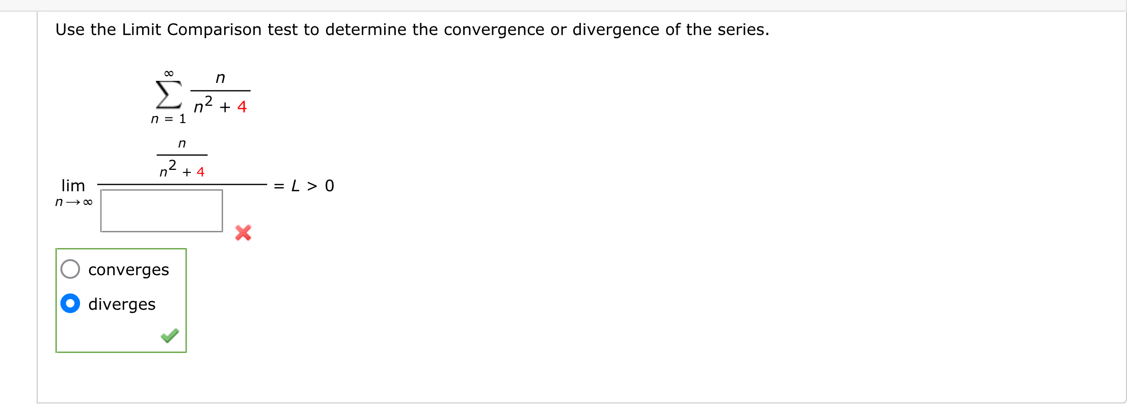 Solved Use The Limit Comparison Test To Determine The