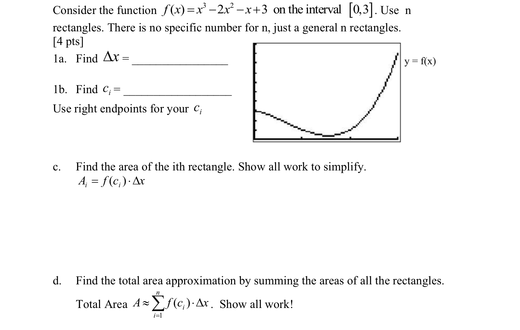 Solved Consider the function f(x)=x3-2x2-x+3 ﻿on the | Chegg.com
