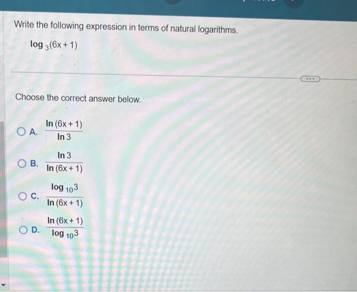 Solved Write the following expression in terms of natural | Chegg.com
