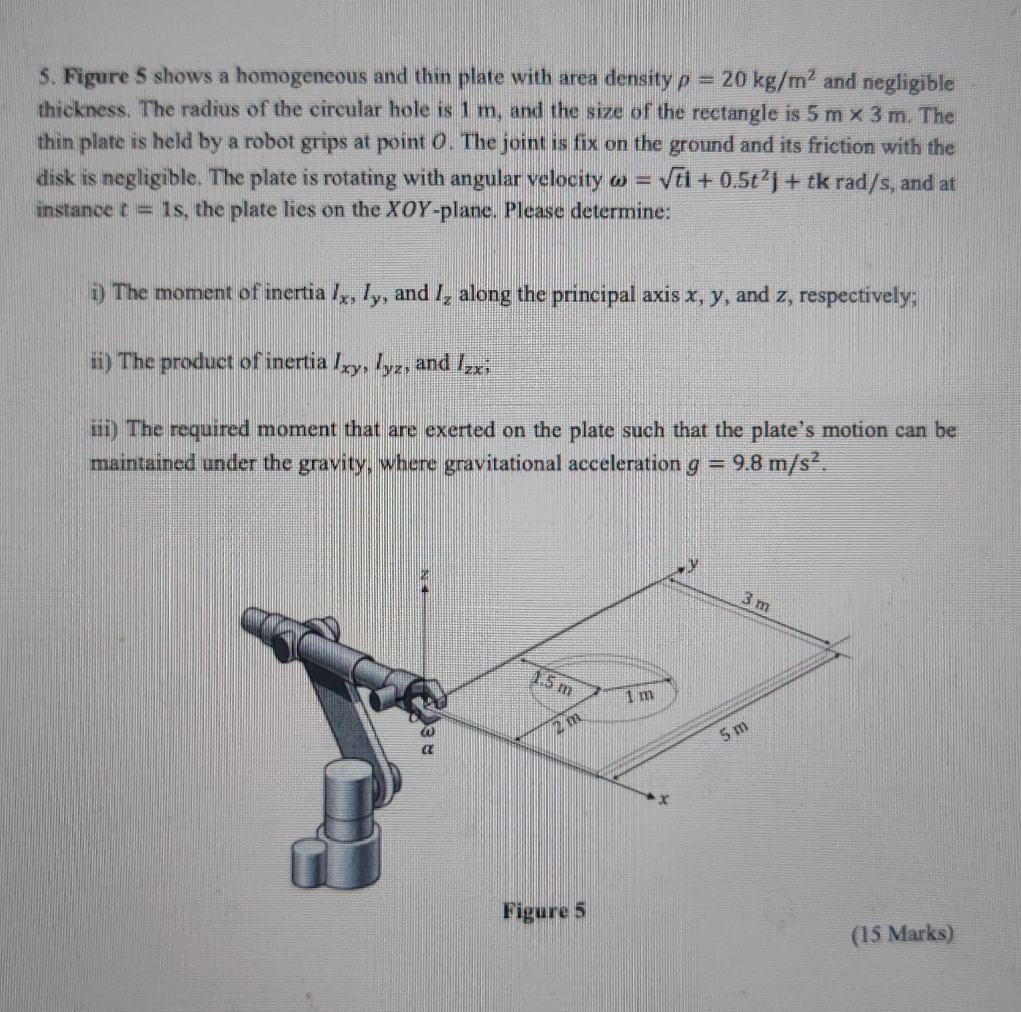 Solved Figure 5 ﻿shows a homogeneous and thin plate with | Chegg.com