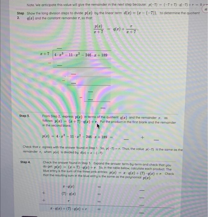Solved Divide by the linear term (ax+b) : Divide by (x−r) | Chegg.com