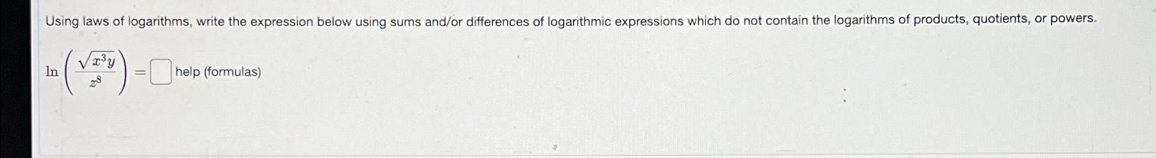 Solved Using Laws Of Logarithms Write The Expression Below 3537