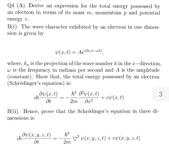 Solved Q4 (A). Derive an expression for the total energy | Chegg.com