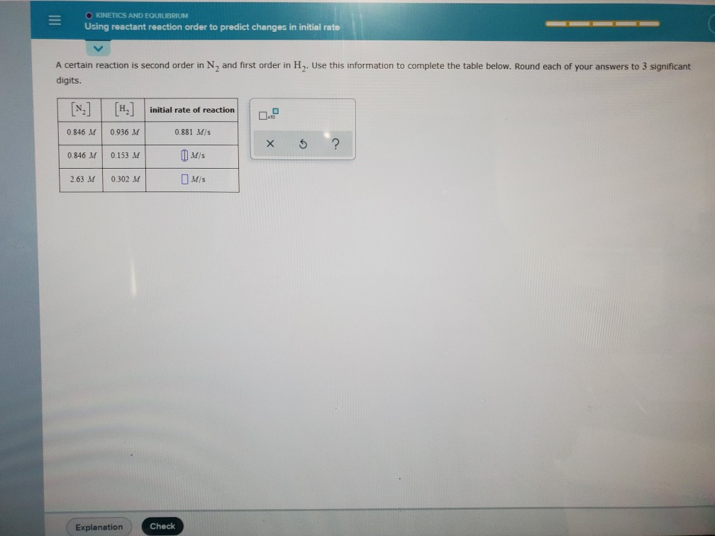 Solved = O KINETICS AND EQUILIBRIUM Using reactant reaction | Chegg.com