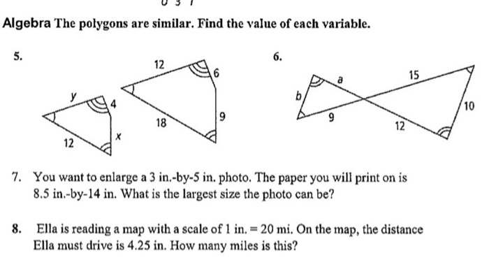 Solved Algebra The polygons are similar. Find the value of | Chegg.com