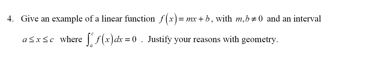 Solved Give an example of a linear function f(x)=mx+b, ﻿with | Chegg.com