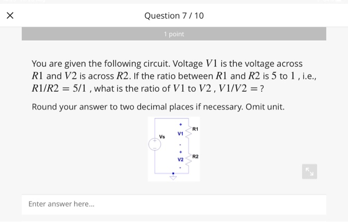 Solved х Question 7/10 1 point You are given the following | Chegg.com