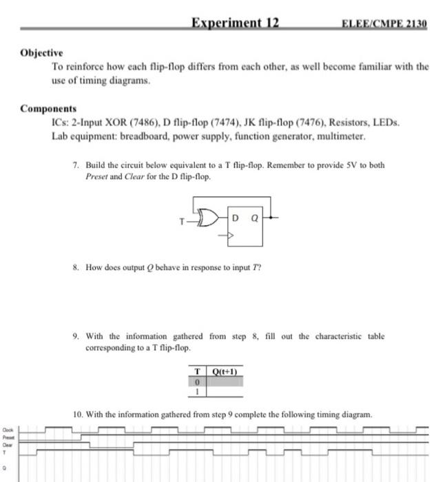 Solved Experiment 12 ELEE/CMPE 2130 Objective To reinforce | Chegg.com