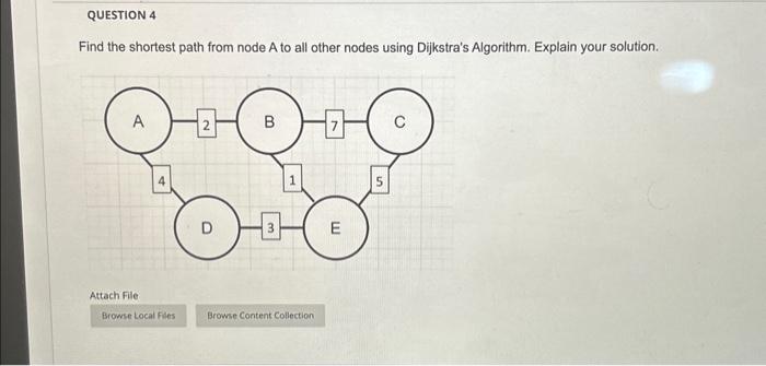 Solved Find the shortest path from node A to all other nodes | Chegg.com
