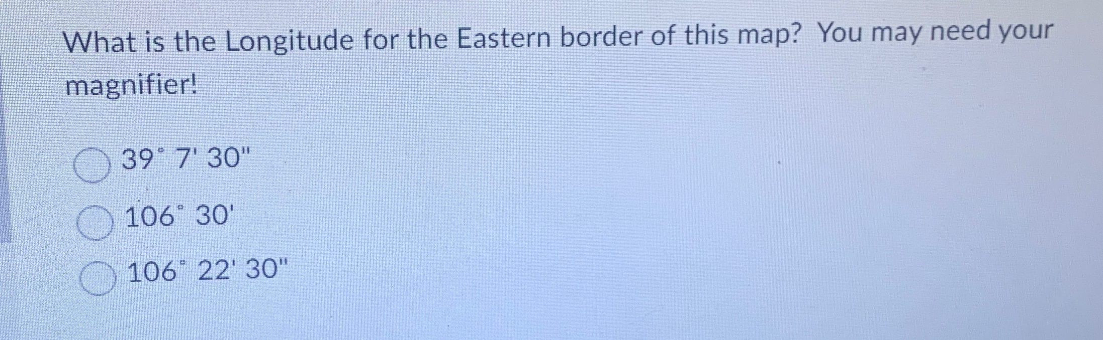 Solved What is the Longitude for the Eastern border of this | Chegg.com