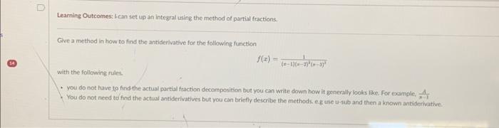 Solved Learning Outcomes: I can set up an integral using the | Chegg.com