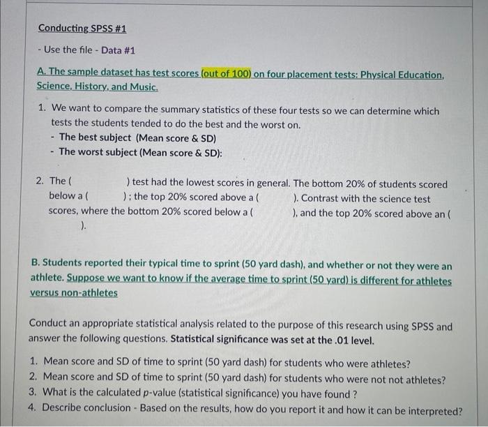 A. The sample dataset has test scores (out of 100) on | Chegg.com