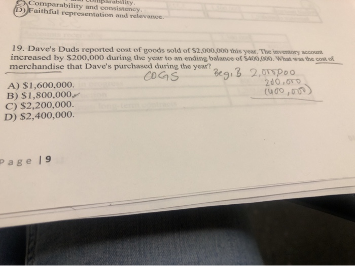 Solved w cuinparability. Comparability and consistency. D) | Chegg.com