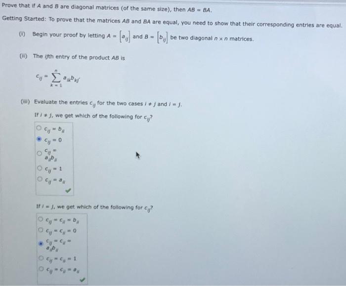 Solved rove that if A and B are diagonal matrices (of the | Chegg.com