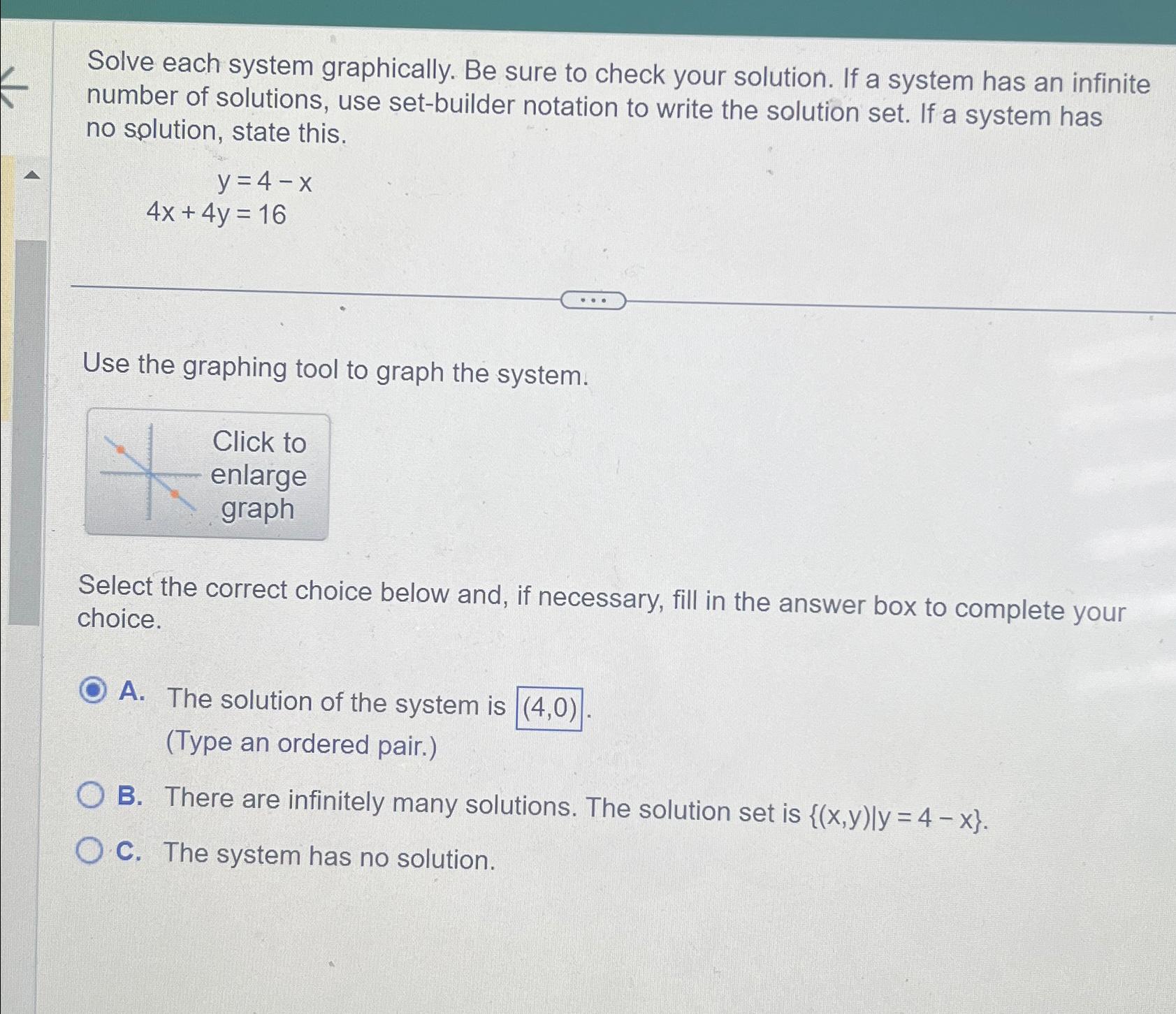 Solved Solve each system graphically. Be sure to check your | Chegg.com