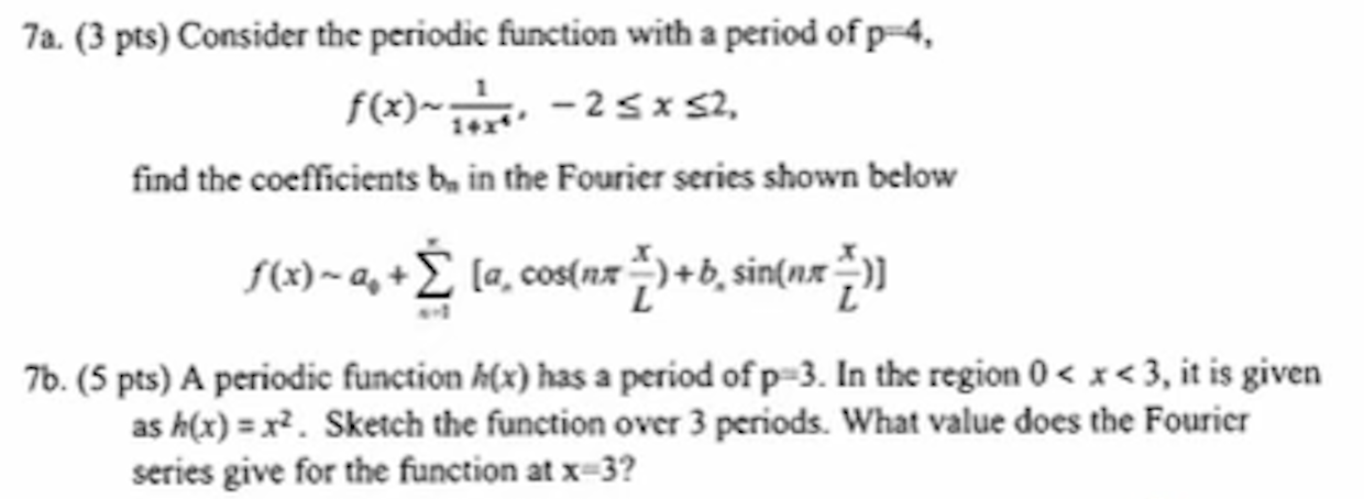 Solved 7a. ( 3pts ﻿Consider the periodic function with a | Chegg.com