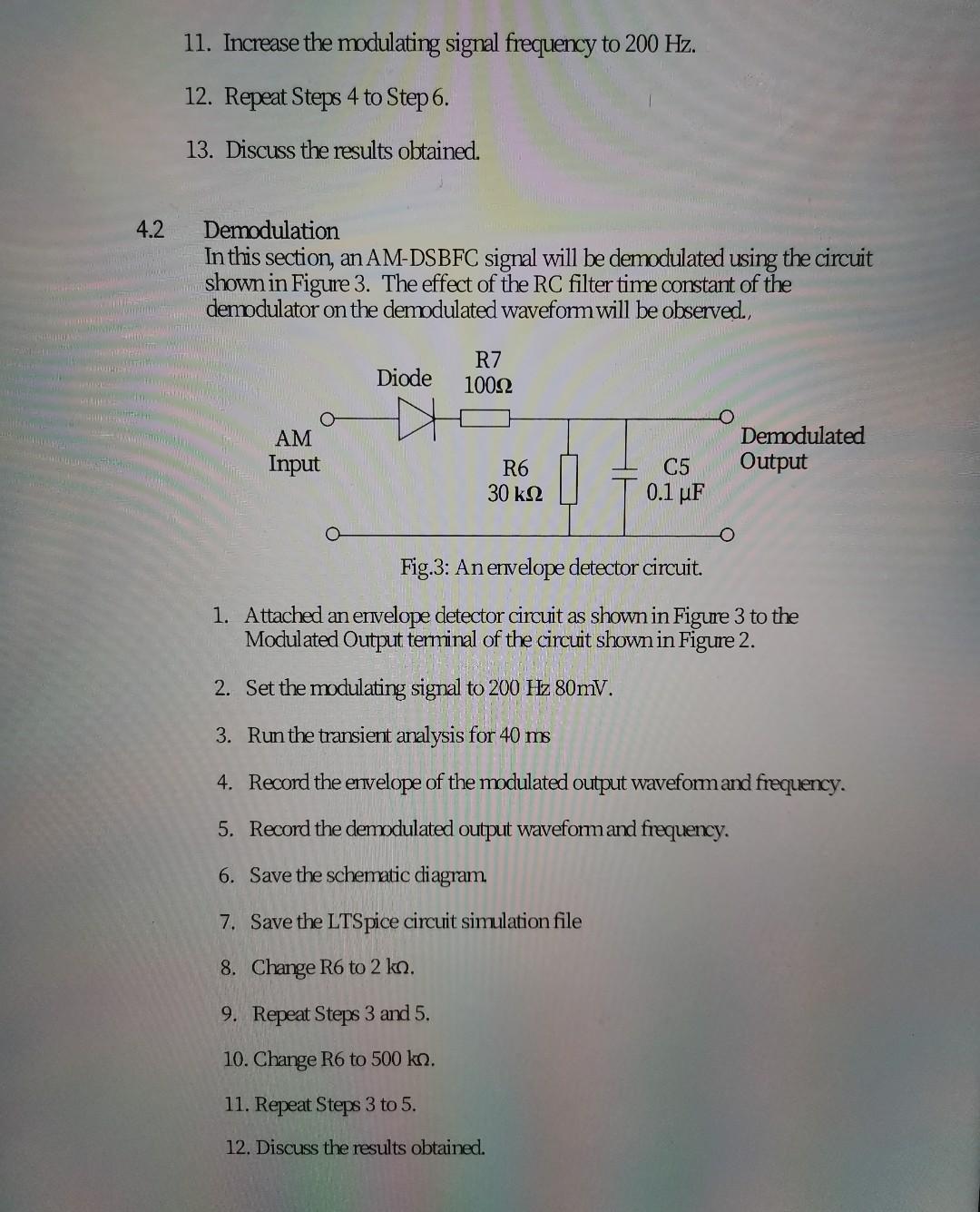 Solved 4.1 Modulation In this section, an AM-DSBFC signal | Chegg.com