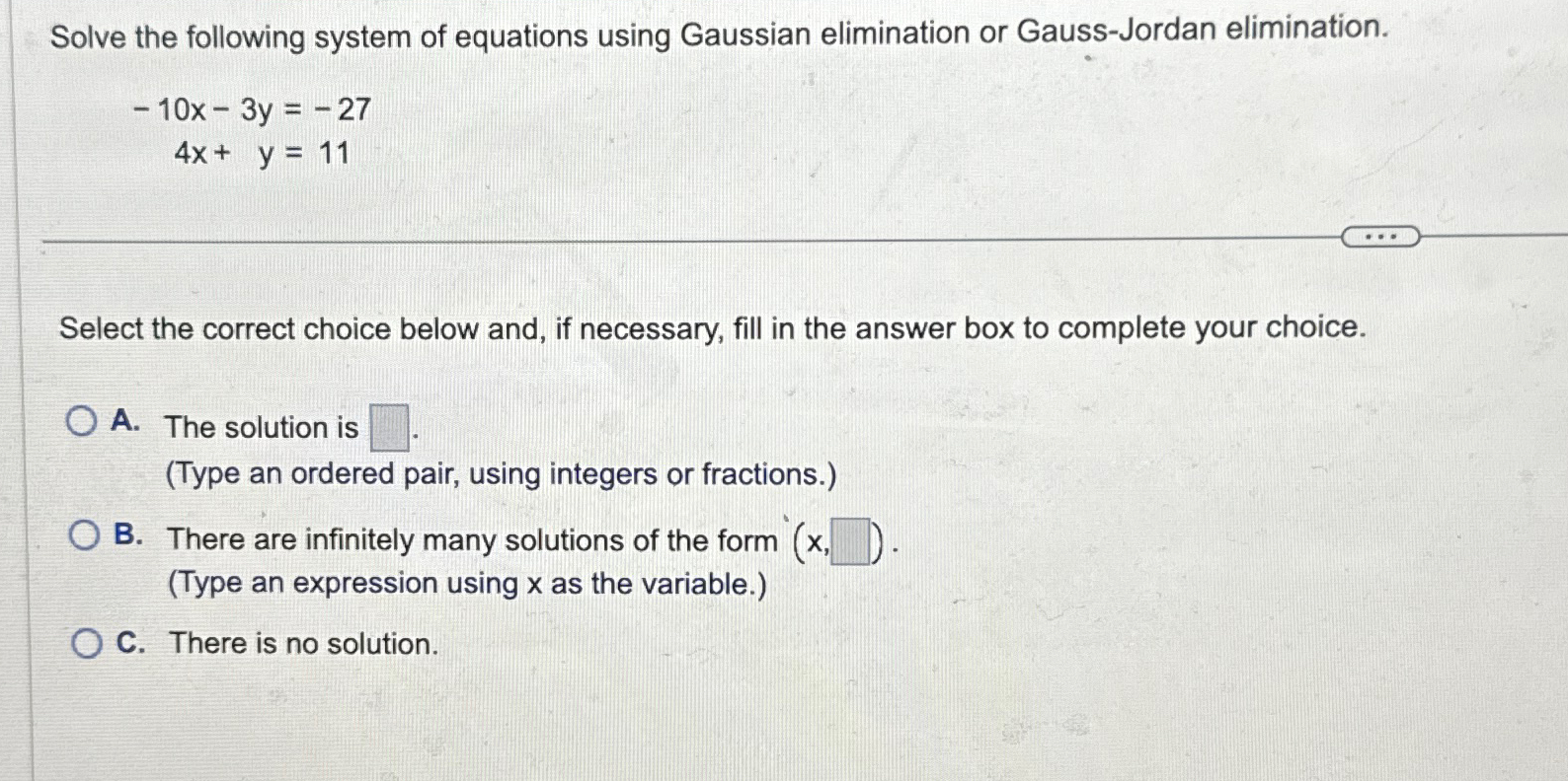 Solved Solve the following system of equations using | Chegg.com