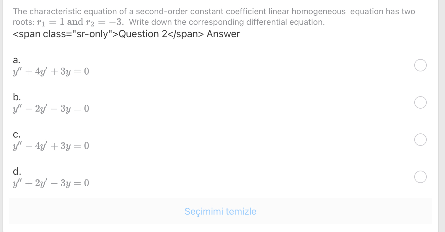 Solved The characteristic equation of a second-order | Chegg.com