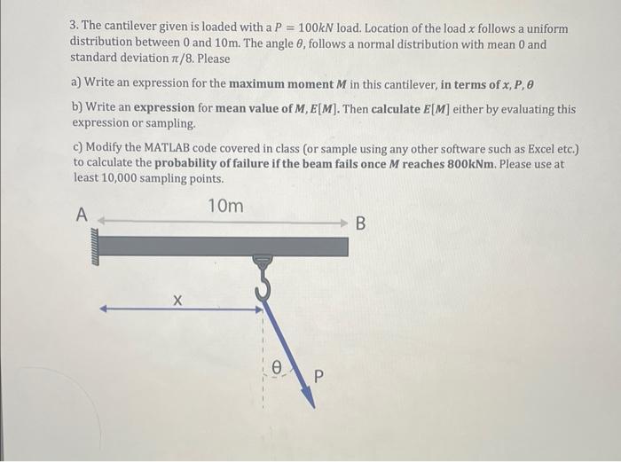 Solved 3. The cantilever given is loaded with a P=100kN | Chegg.com