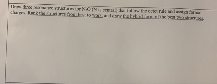 Solved Draw three resonance structures for N20 (N is | Chegg.com