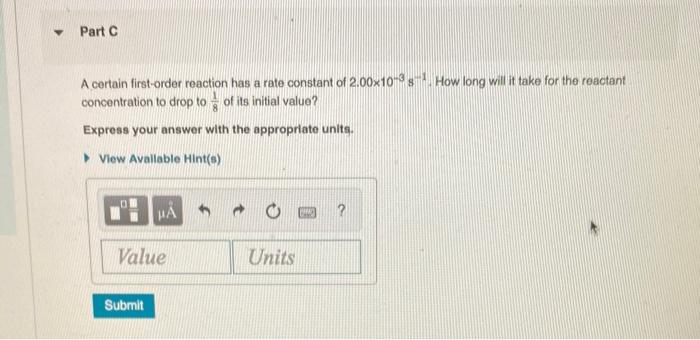 Solved Half-life equation for first-order reactions: | Chegg.com