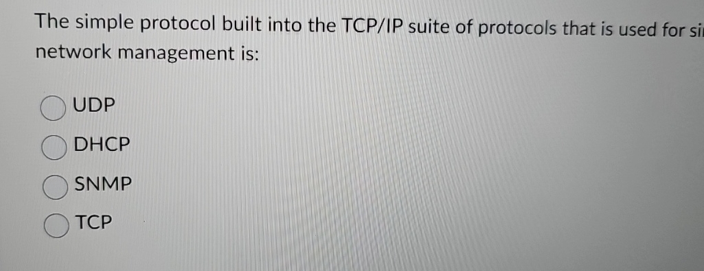 Solved The simple protocol built into the TCP/IP suite of | Chegg.com