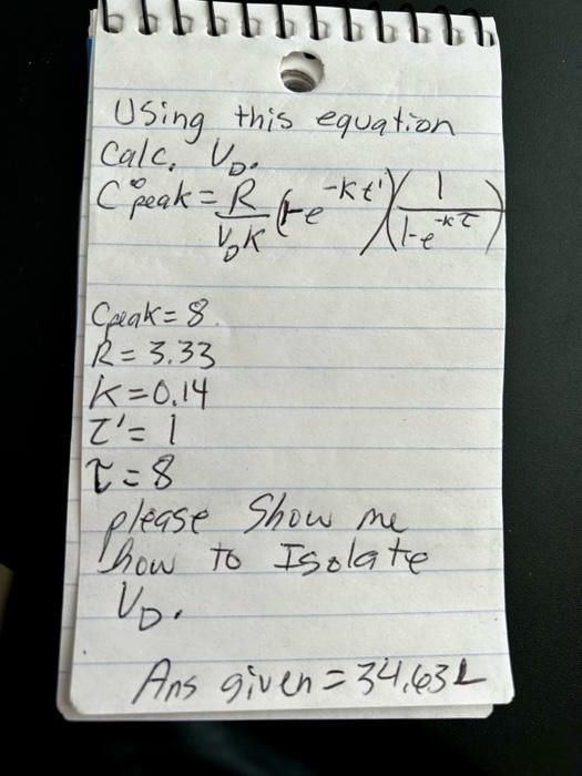 Solved Using this equation Calc. VD, Cpeak | Chegg.com
