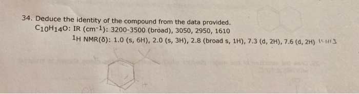 Solved 34. Deduce the identity of the compound from the data | Chegg.com