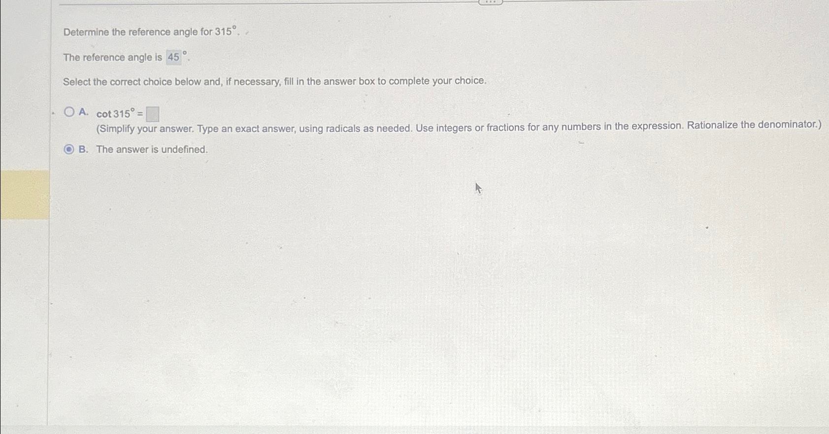 Solved Determine the reference angle for 315°,The reference | Chegg.com