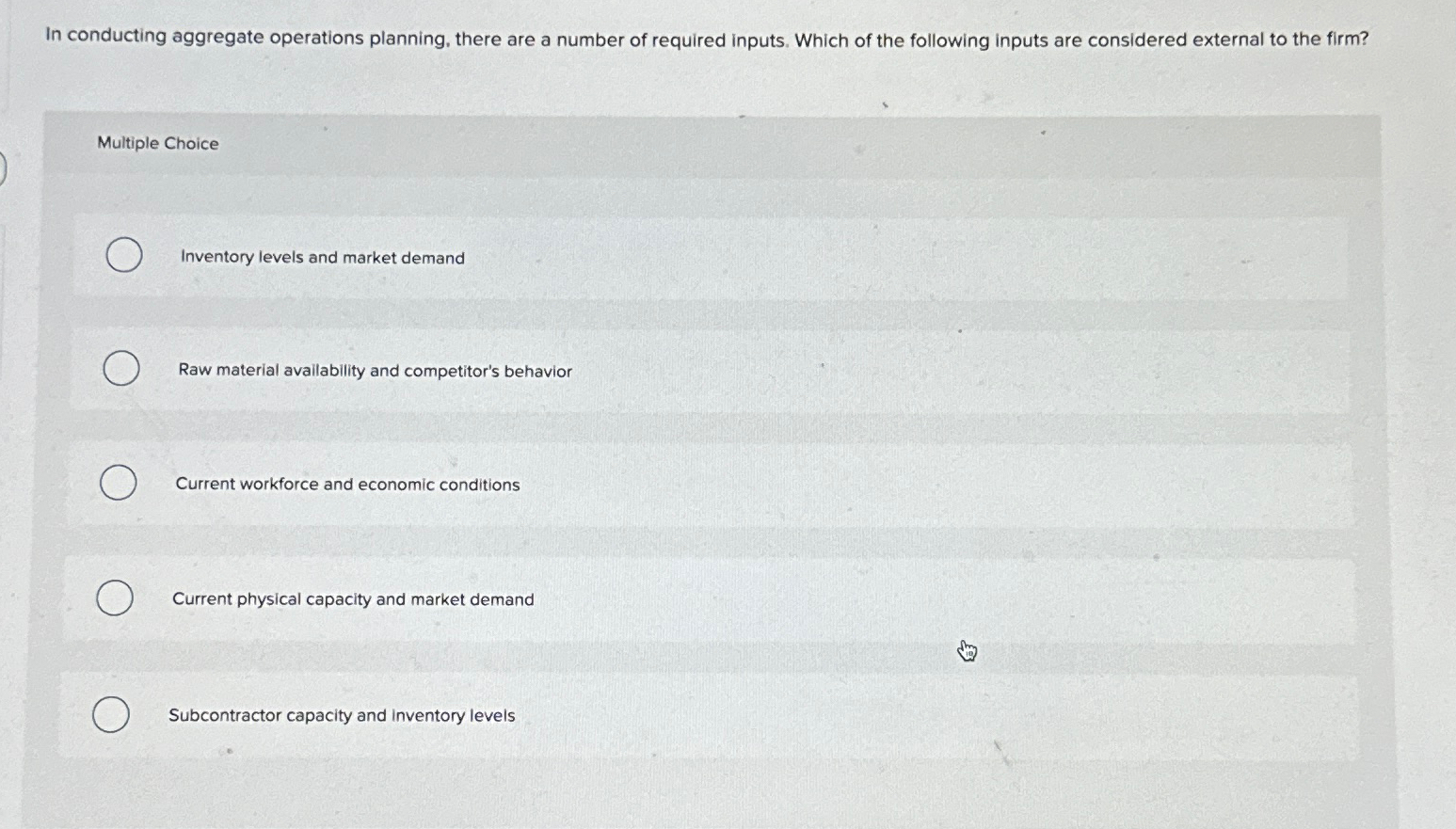 Solved In conducting aggregate operations planning, there | Chegg.com
