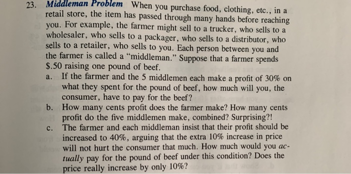 Solved 23 Middleman Problem When you purchase food, | Chegg.com